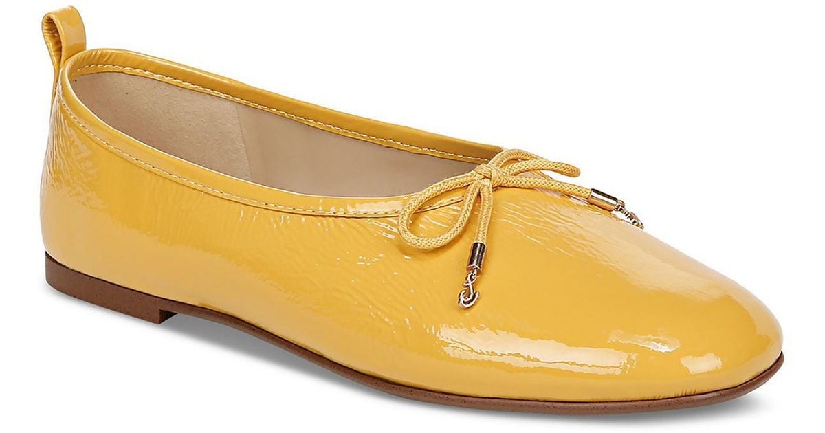 Sam Edelman Ari Patent Flat Ballet Flats in Yellow | Lyst