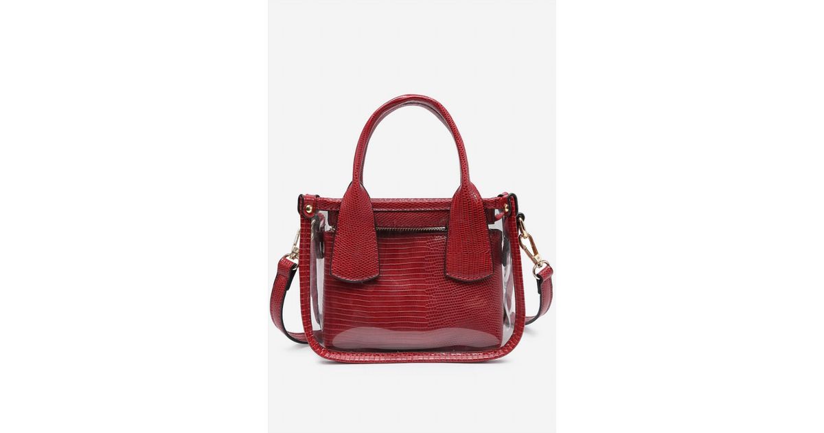 Jen & Co. Stacey Clear Satchel With Inner Bag in Red | Lyst