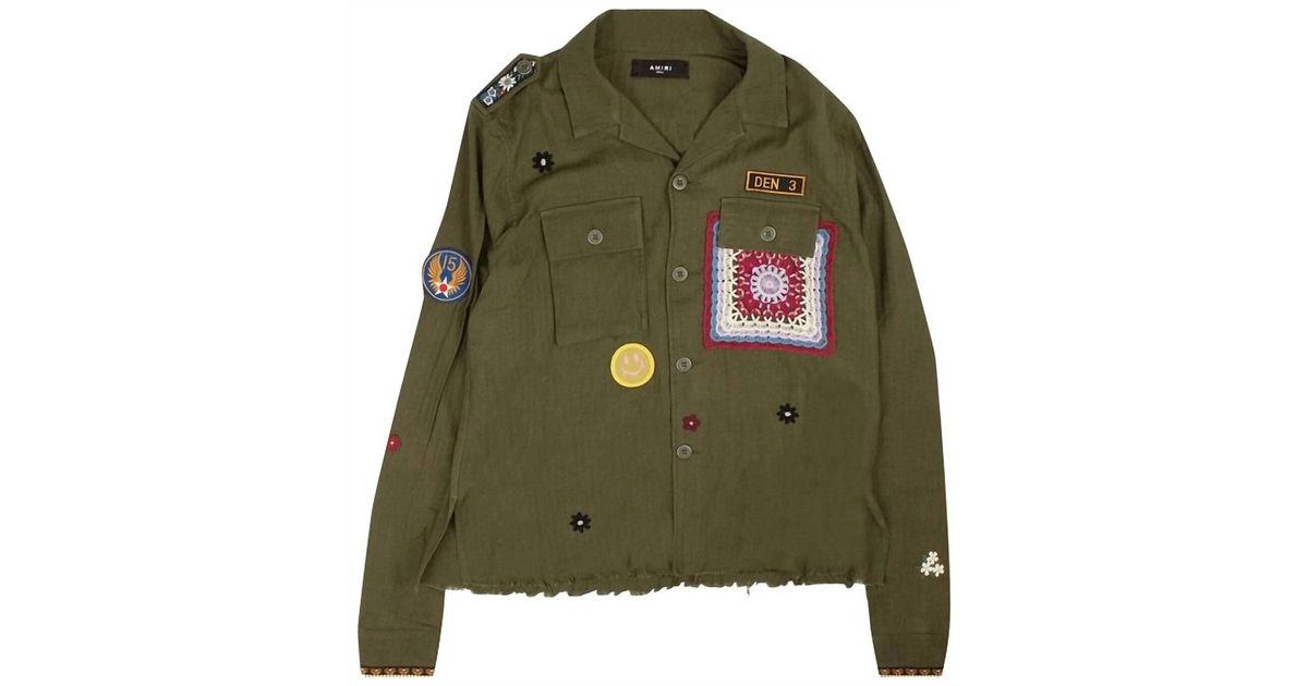 Amiri Patch Military Jacket in Green | Lyst