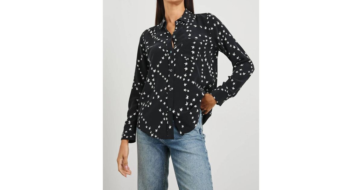 Rails Kate Star Silk Button Up Shirt in Black | Lyst