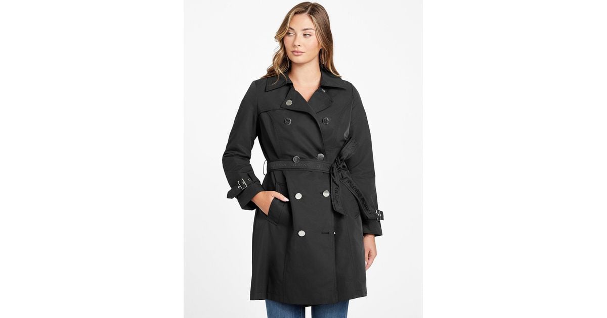 Guess Angelina Trench Coat in Black | Lyst