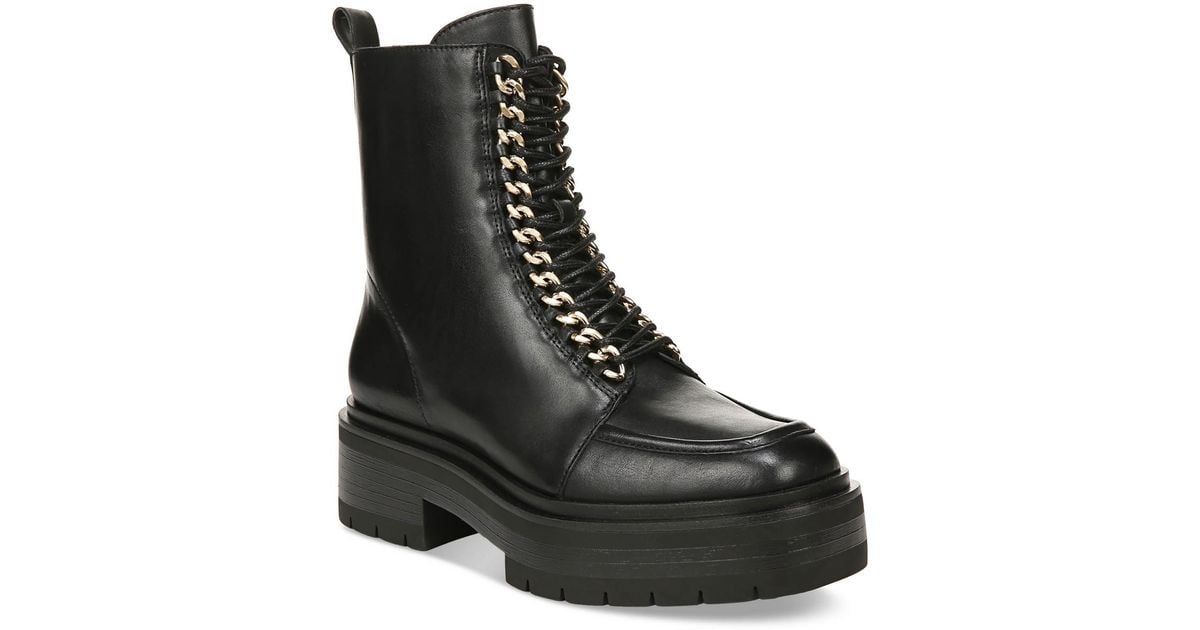 Sam Edelman Lovrin Leather Lugged Sole Combat & Lace-Up Boots in Black ...