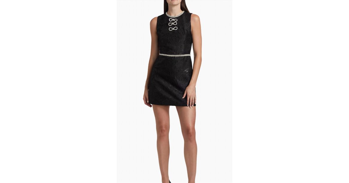 Alice + Olivia Ellis Embellished Bow Mini Dress in Black | Lyst