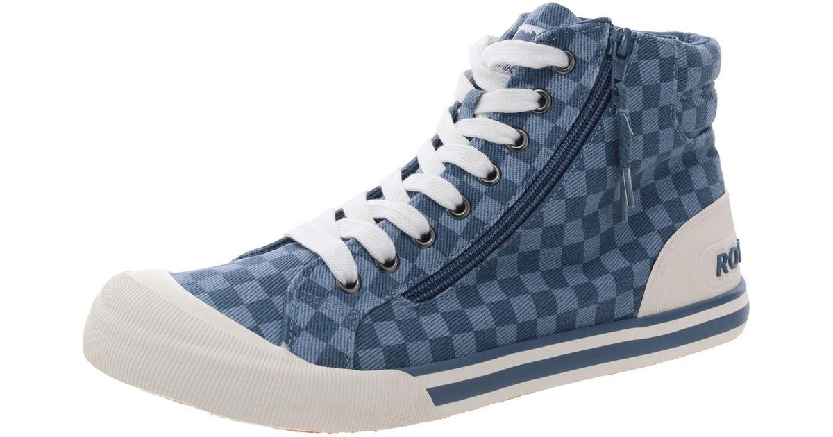Rocket Dog Checkered Canvas High-Top Sneakers in Blue | Lyst