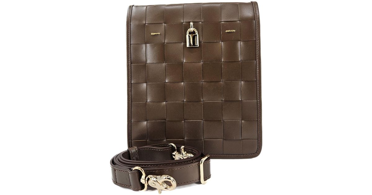 Madison Maison Leather Woven Crossbody Bag in Brown | Lyst