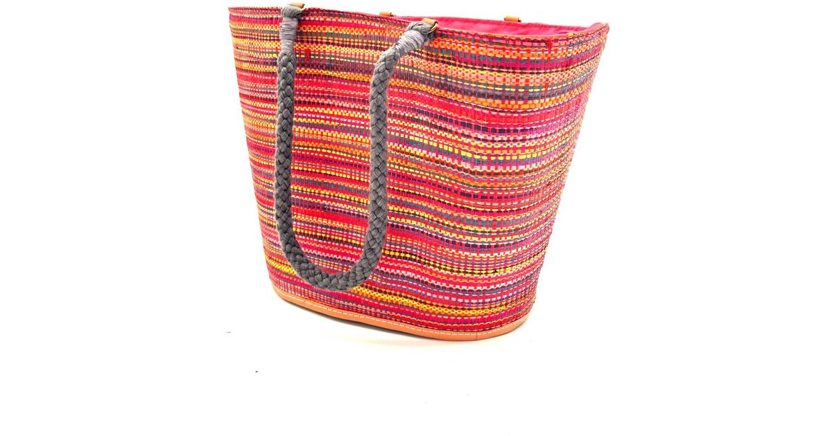 Shebobo Straw Beach Bag in Pink | Lyst