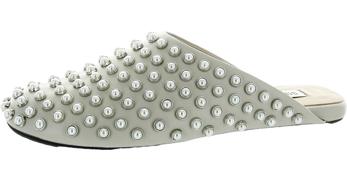 Steve Madden Embellished Faux Leather Mules in Gray | Lyst