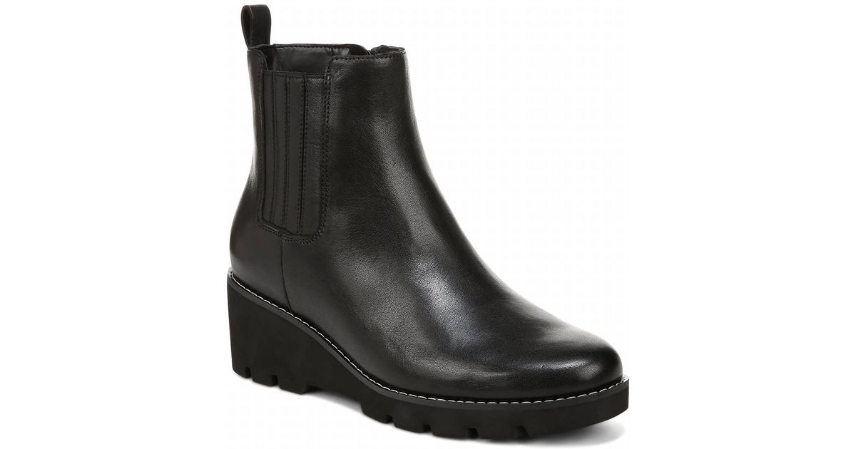 Vionic Aria Wedge Ankle Boot in Black | Lyst