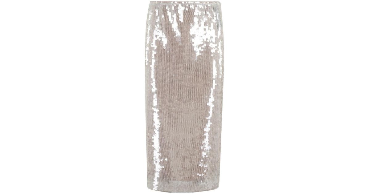 FEDERICA TOSI Sheer Mesh Skirt With All-Over Sequin Design in Gray | Lyst