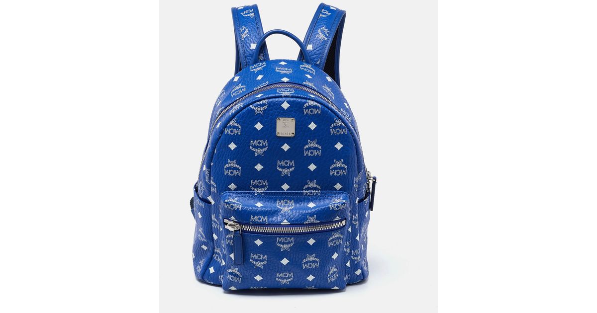 MCM Visetos Coated Canvas And Leather Studs Stark Backpack in Blue | Lyst