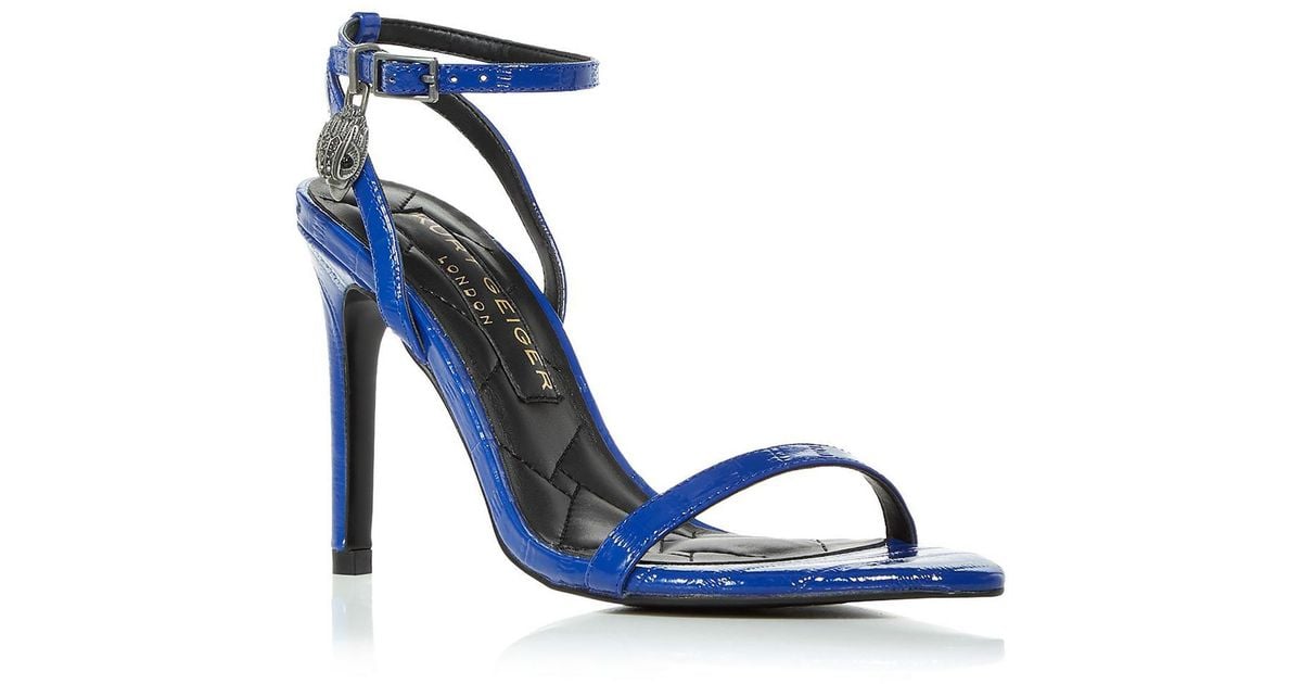 Kurt Geiger Shoreditch Patent Leather Ankle Strap Heels In Blue Lyst