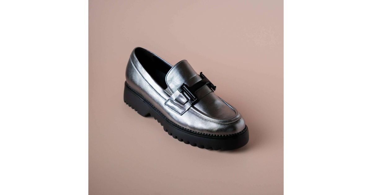 Gabor Metallic Loafer in Black | Lyst