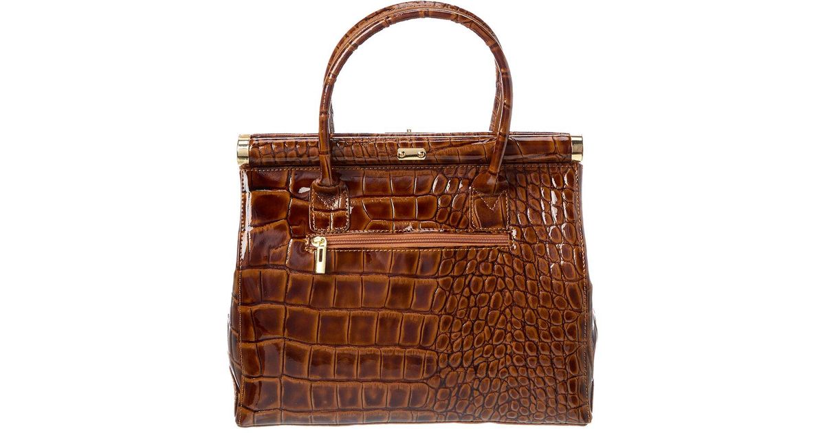 Persaman New York Gigi Croc-Embossed Leather Satchel in Brown | Lyst