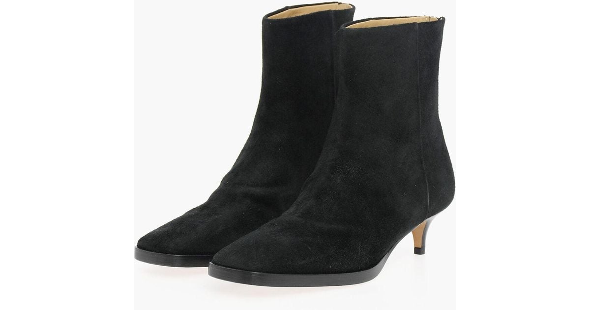 Maison Margiela Mm6 Suede Ankle Boot With Spool Heel 5Cm in Black | Lyst