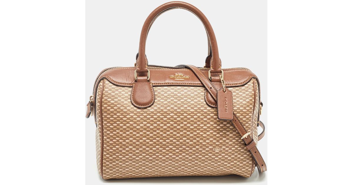 COACH Printed Coated Canvas And Leather Mini Bennett Satchel in Brown ...