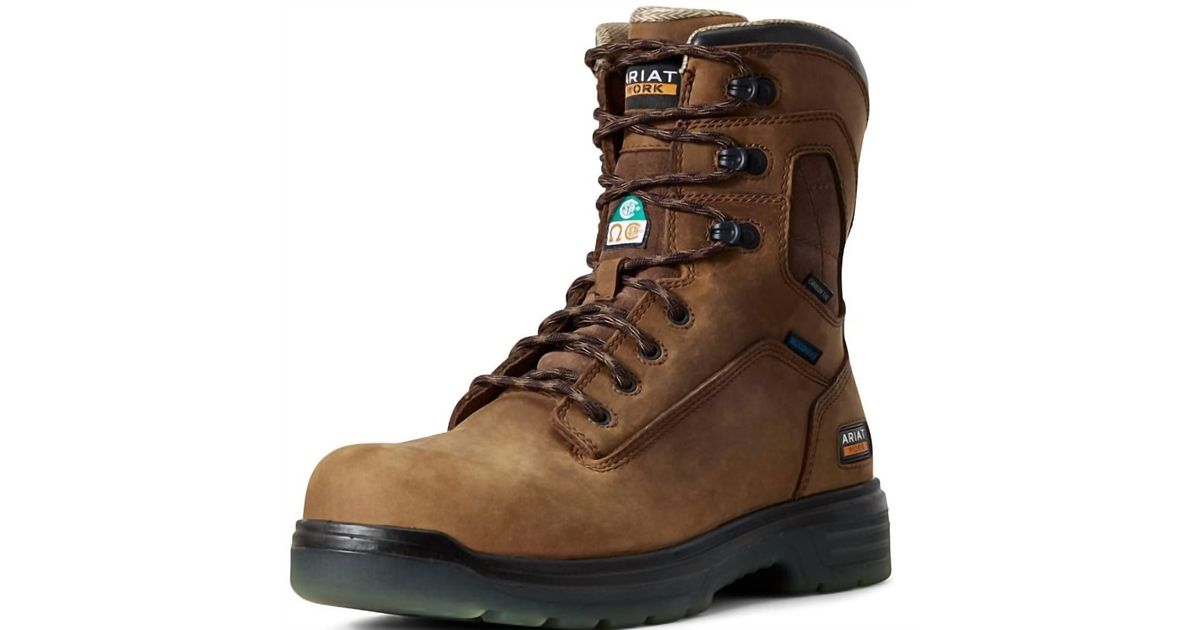 Ariat Turbo 8" Waterproof Carbon Work Boot in Brown for Men | Lyst