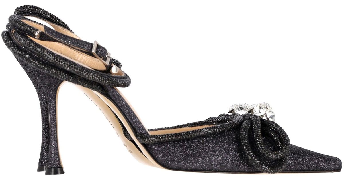 Mach & Mach Double Bow Glittered Pumps in Black | Lyst