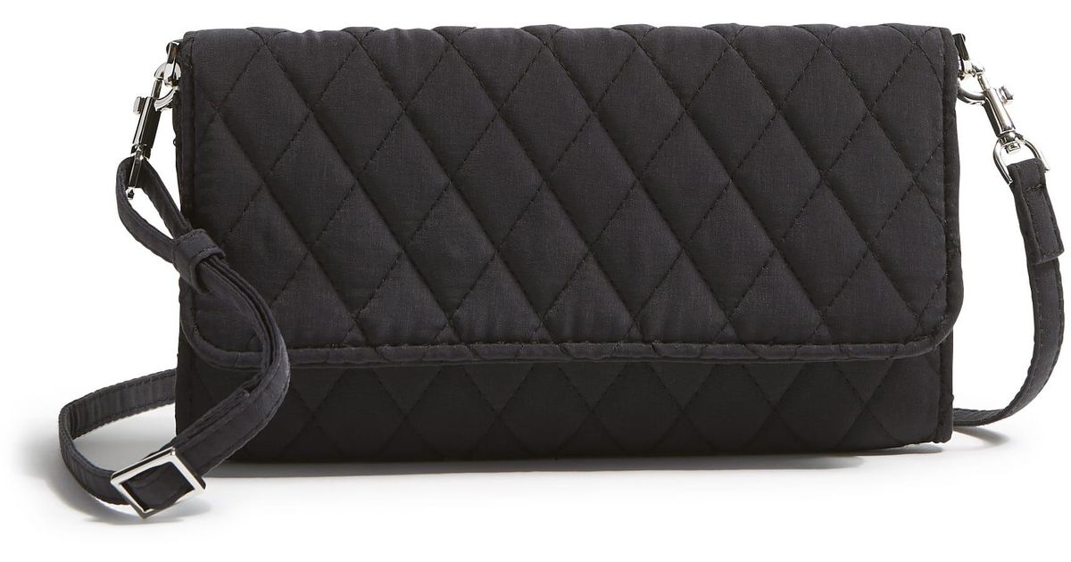 Vera Bradley Outlet Polyester Wallet Crossbody in Black | Lyst