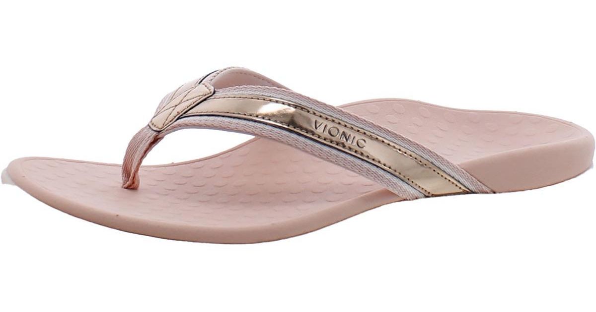 Vionic Tide Sport Cushioned Footbed Flip-flop Slide Sandals in Pink | Lyst