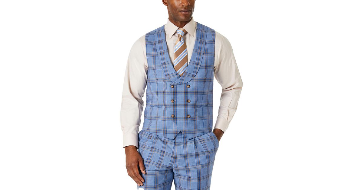 Tayion By Montee Holland Wool Blend Classic Fit Suit Vest in Blue for ...