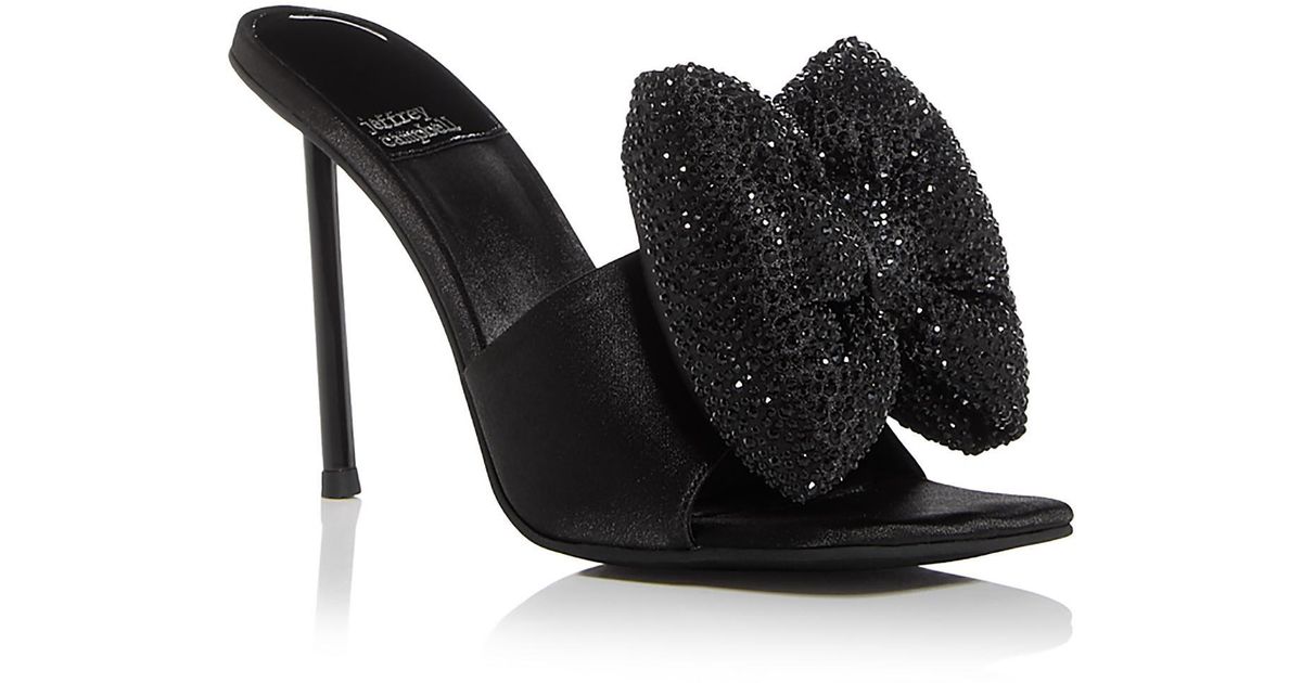Jeffrey Campbell Bow Down J Satin Square Toe Heels in Black | Lyst