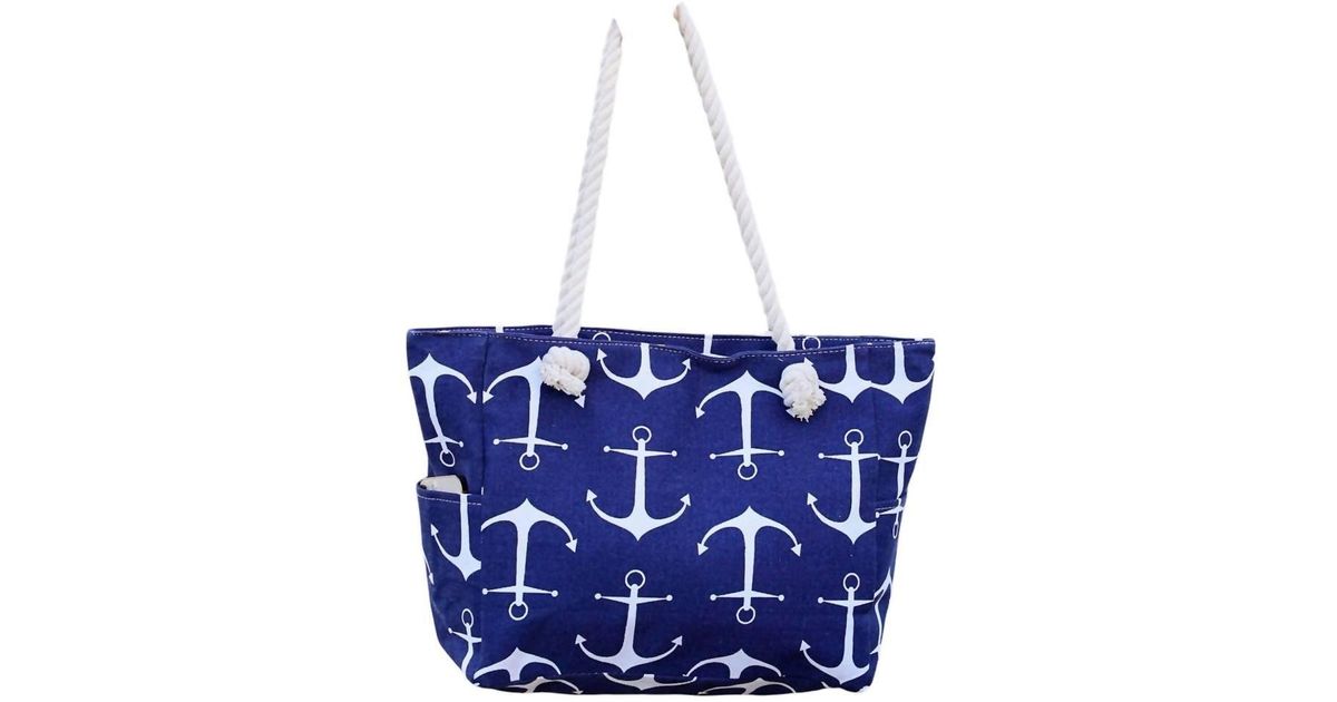 Michelle Mae Rope Handle Beach Bag in Blue | Lyst