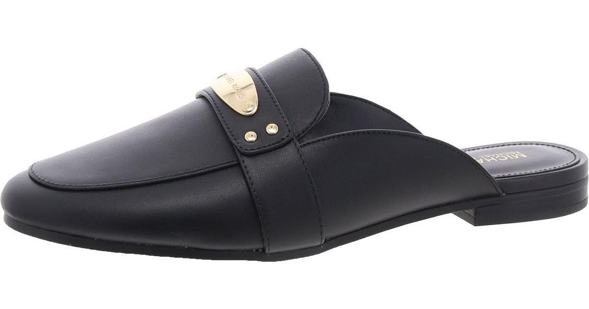 MICHAEL Michael Kors Mk Plate Mule Leather Embellished Mules in Blue | Lyst