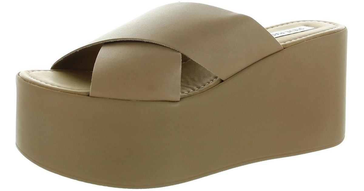 Steve Madden Kody Criss-Cross Leather Platform Sandals in Green | Lyst