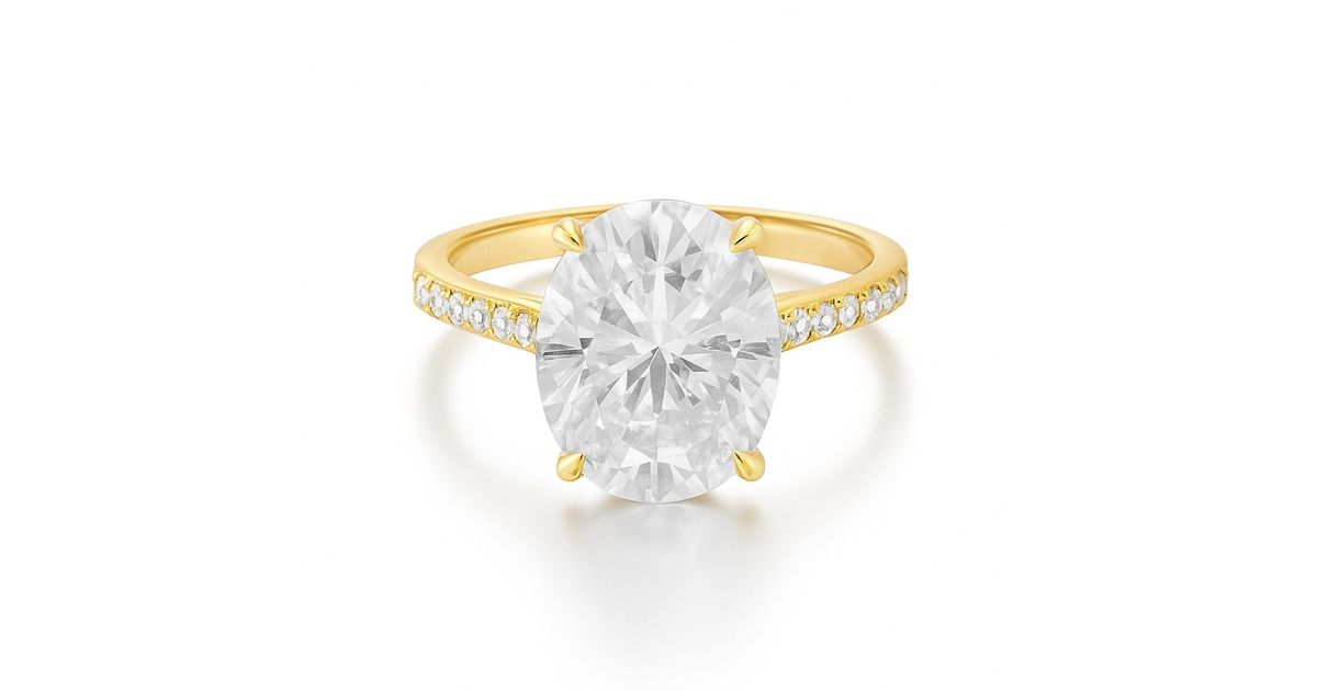 Allyanna Gifts Oval Pave Moissanite Ring in Metallic | Lyst