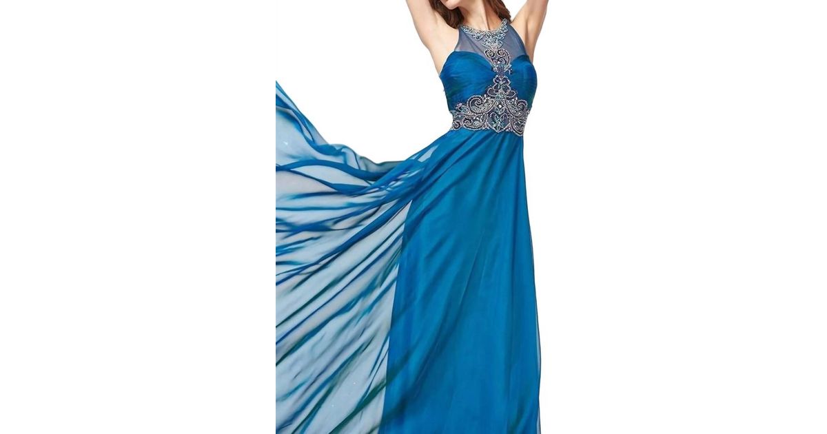 Angela & Alison Chiffon Long Prom Dress in Blue | Lyst