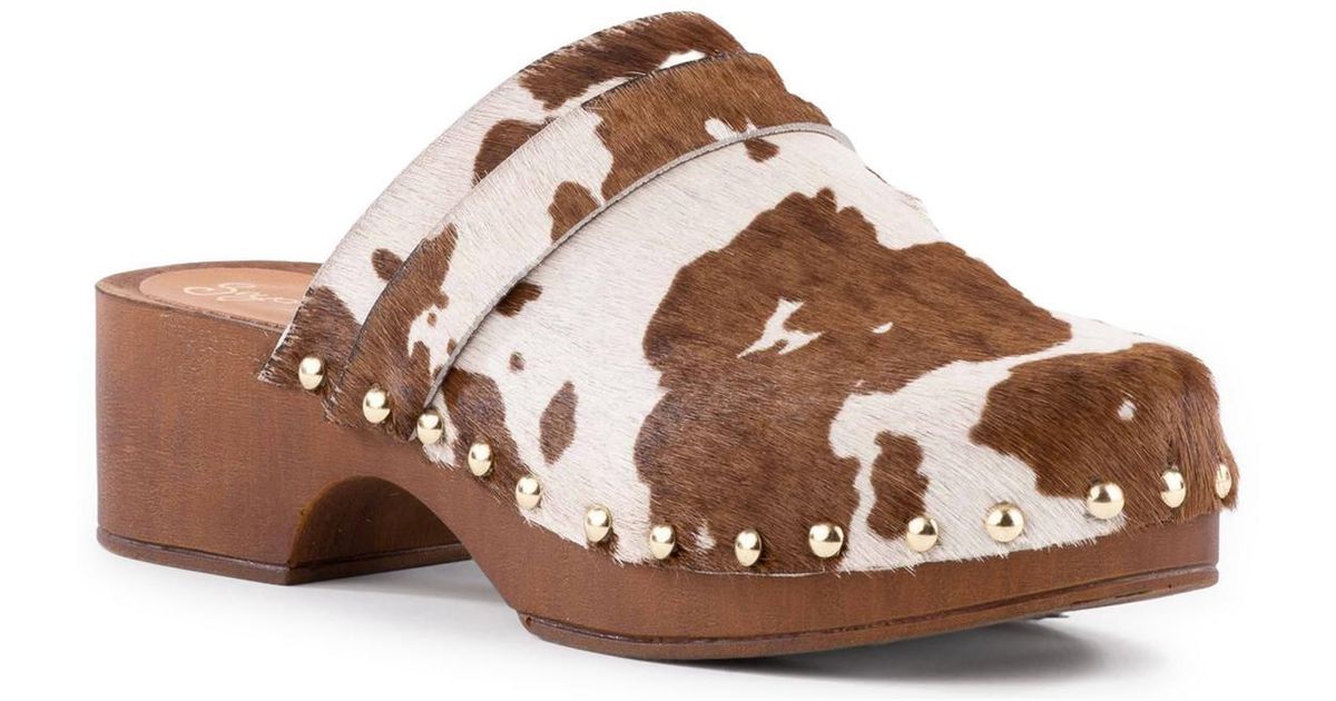 Seychelles Loud And Clear Animal Print Calf Hair Clogs in Brown | Lyst