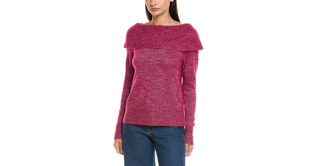 PAIGE Metallic Izabella Wool-Blend Sweater in Red | Lyst