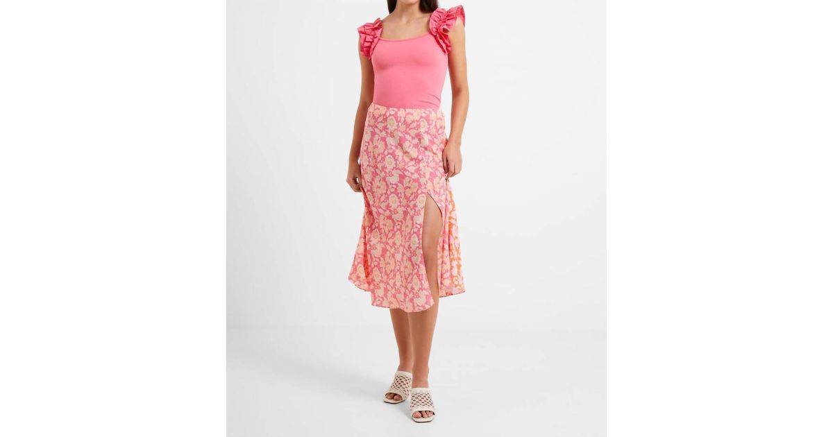 French Connection The Cosette Verona Slip Midi Skirt in Pink | Lyst