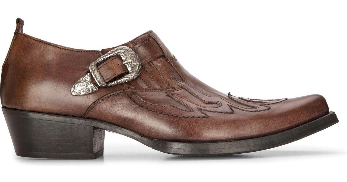 Infinity Leather Leather Western Shoes Cuban Cowboy Winklepickers ...
