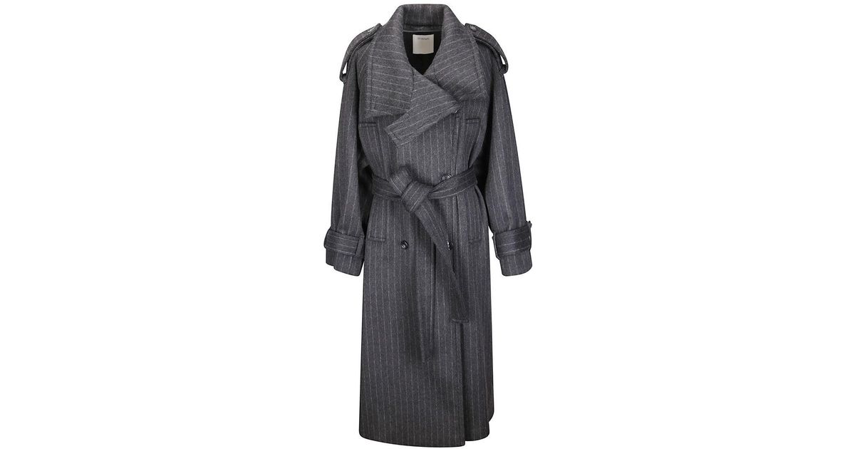 Sportmax Pinstripe Wool Coat With Double-Breasted Closure And Removable ...