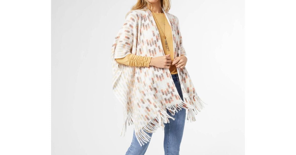 Coco + Carmen Rylee Fringe Wrap Shawl Ruana in White | Lyst