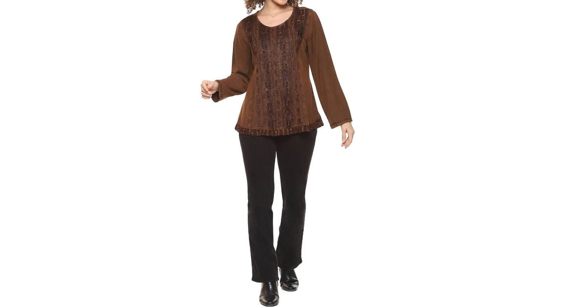 parsley & sage Tippy Long Sleeve Top in Brown | Lyst