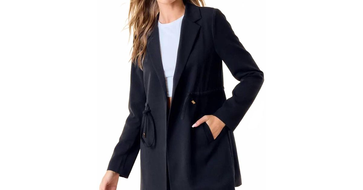 Doe And Rae Cinched Waist Jacket in Blue | Lyst