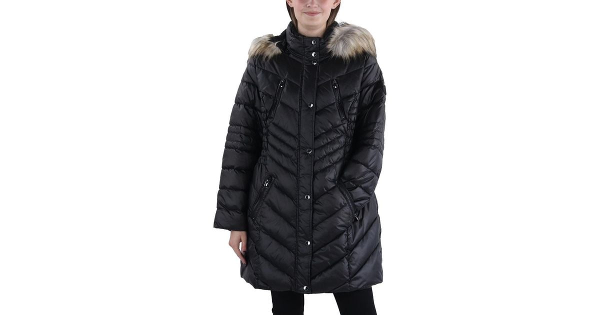Laundry by Shelli Segal Plus Faux Fur Trim Hooded Puffer Jacket in ...