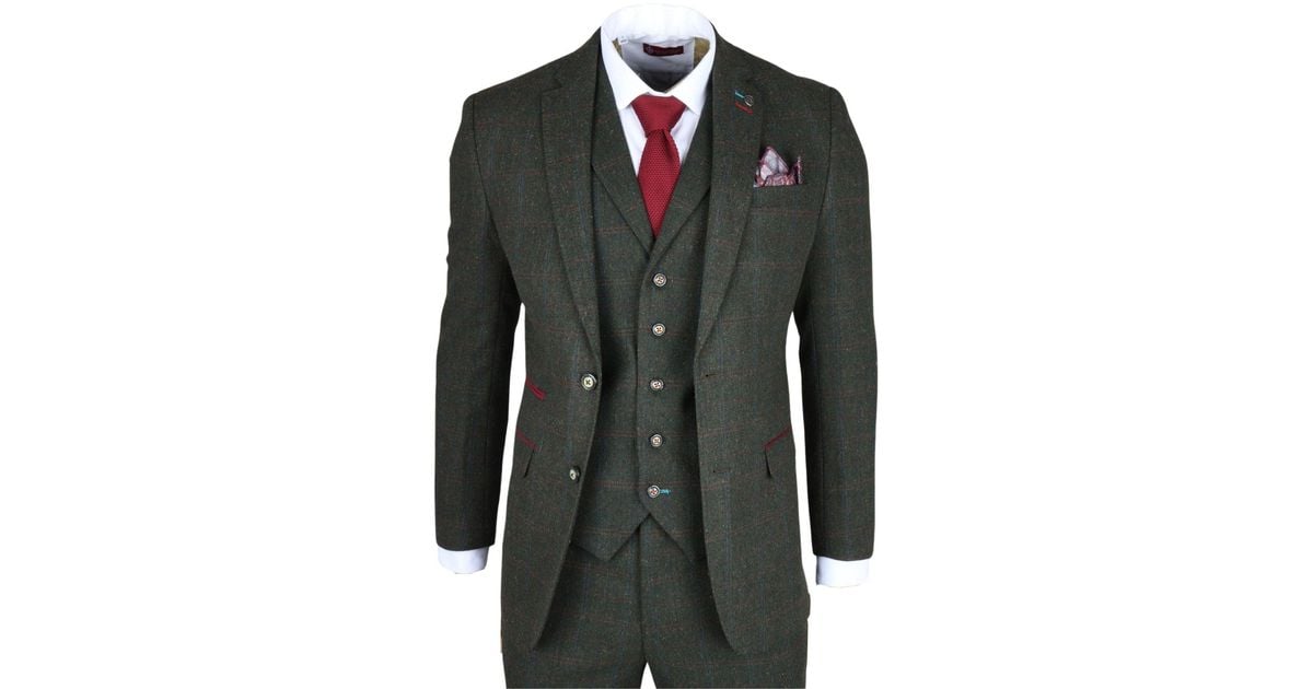 Robert Simon Joshua 3 Piece Tweed Suit in Black for Men | Lyst