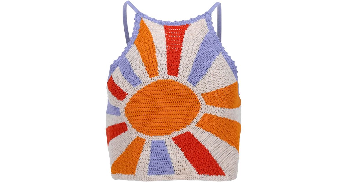 Sandro Soleil Sun-Motif Crochet Sleeveless Crop Top in Orange | Lyst