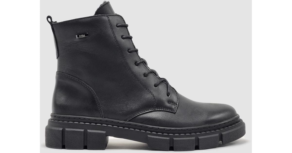 Helios Hebe Fur-Lined Zip-Up Leather Boots in Black | Lyst