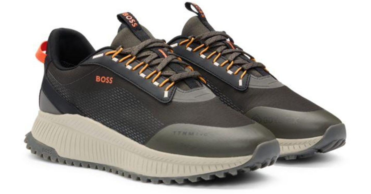 BOSS Ttnm Evo Gore-Tex Trainers With Ribbed Sole in Black for Men | Lyst