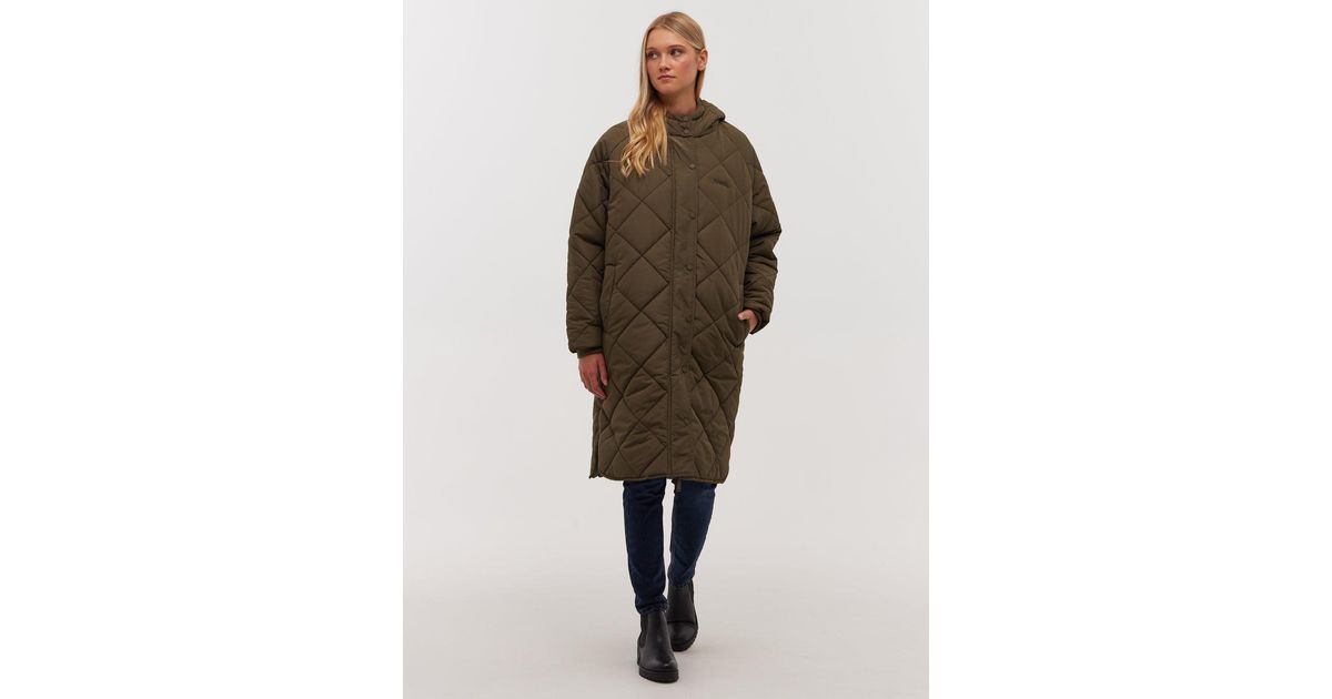 Bench Genie Diamond Quilted Midi Parka in Natural | Lyst