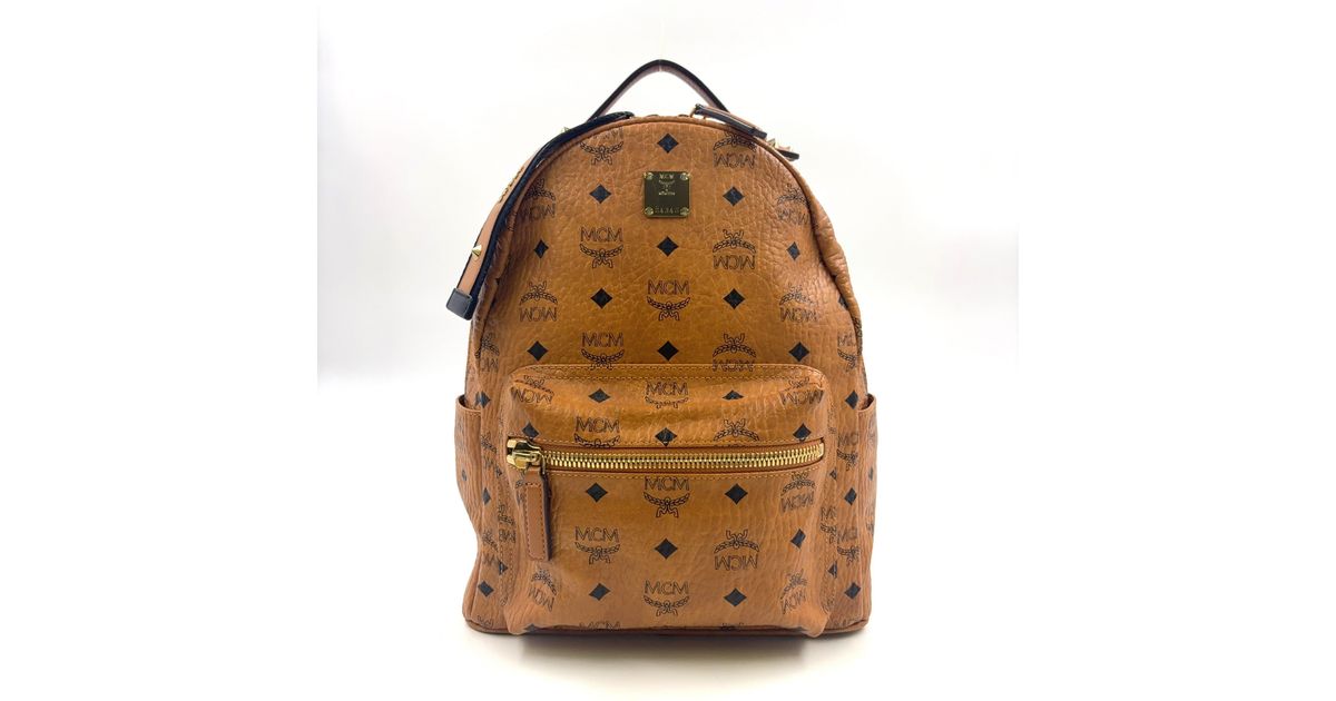 MCM Logo Backpack Leather Pvc in Brown | Lyst