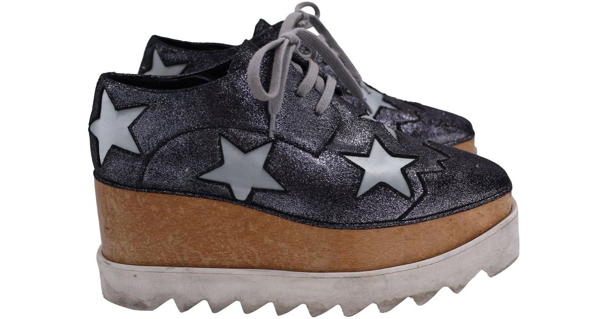 Stella McCartney Elyse Stars Glittered Platform Creepers in Black | Lyst