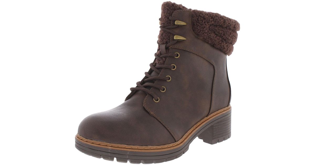 BareTraps Akira Faux Leather Combat & Lace-Up Boots in Brown | Lyst