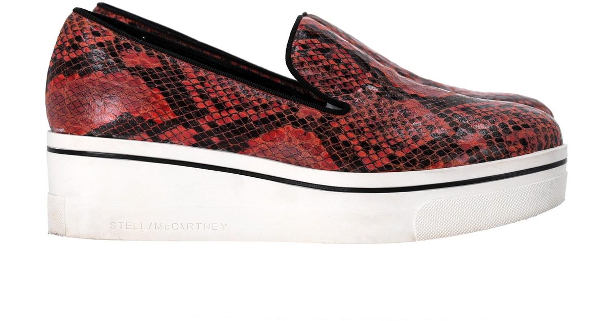 Stella McCartney Faux Python Creeper Platform Loafers in Red | Lyst