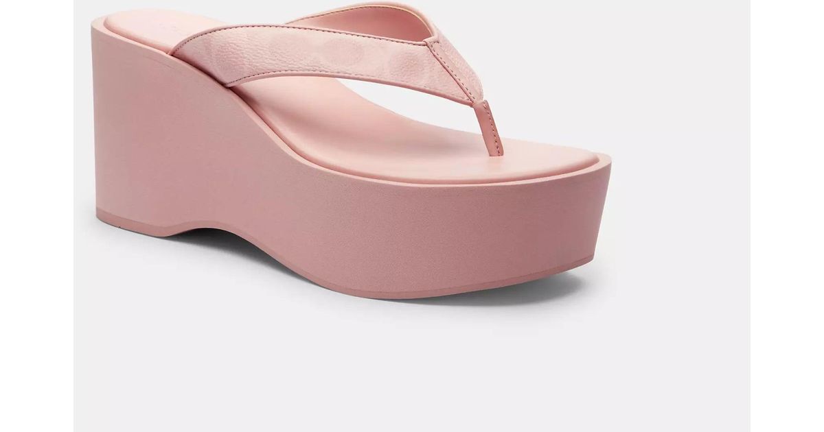 COACH Thong Wedge Sandal in Pink | Lyst
