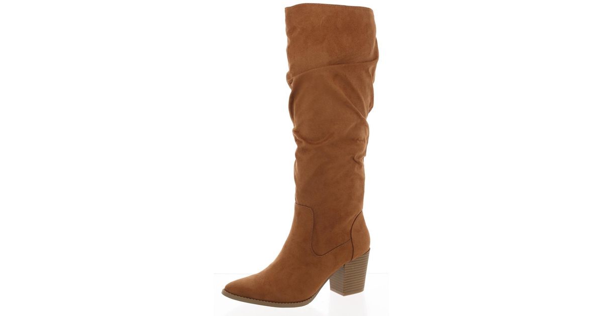 Sun & Stone Zip Up Pointed Toe Knee-High Boots in Brown | Lyst